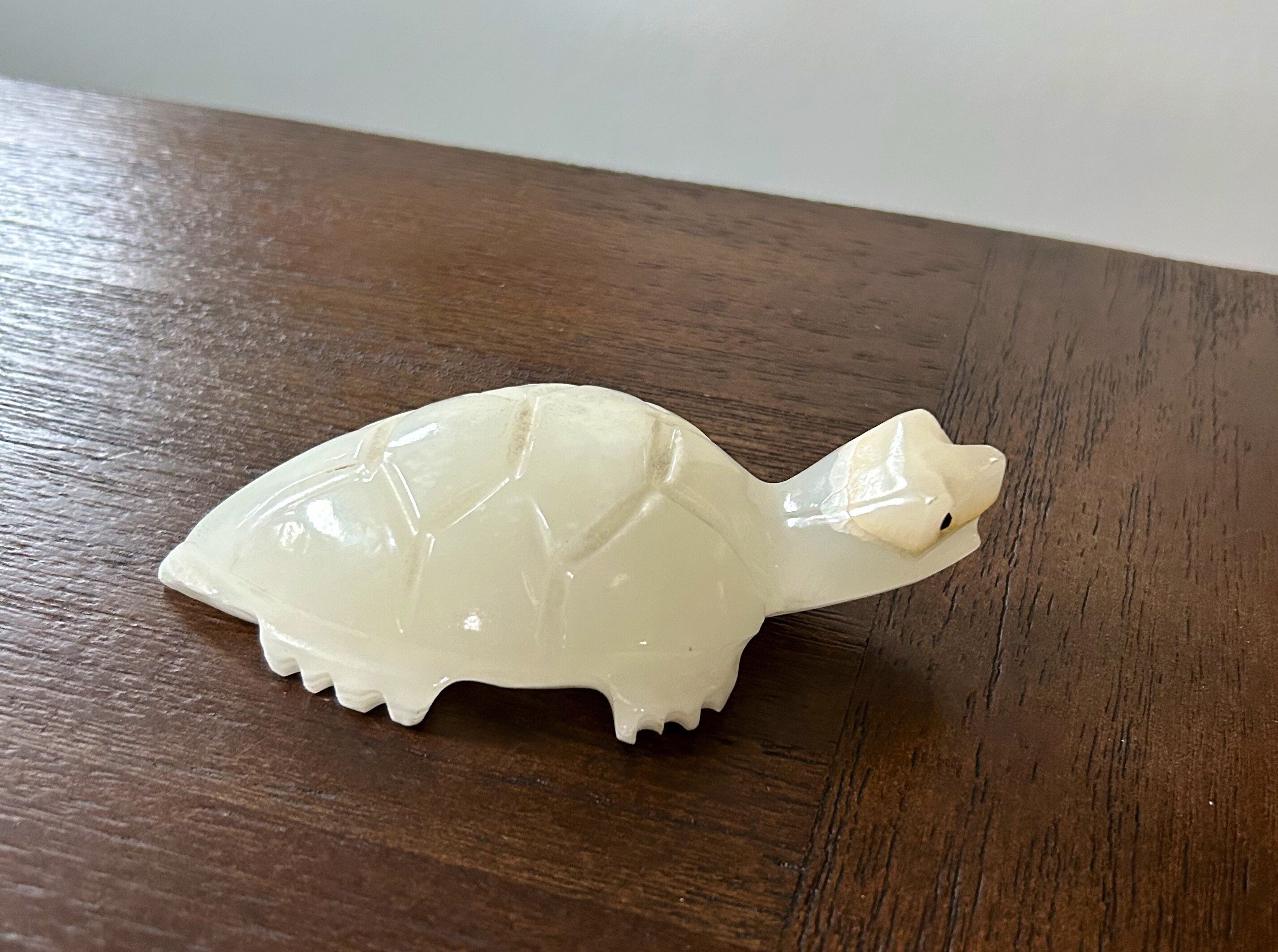 Carved Stone White Turtle - Etsy