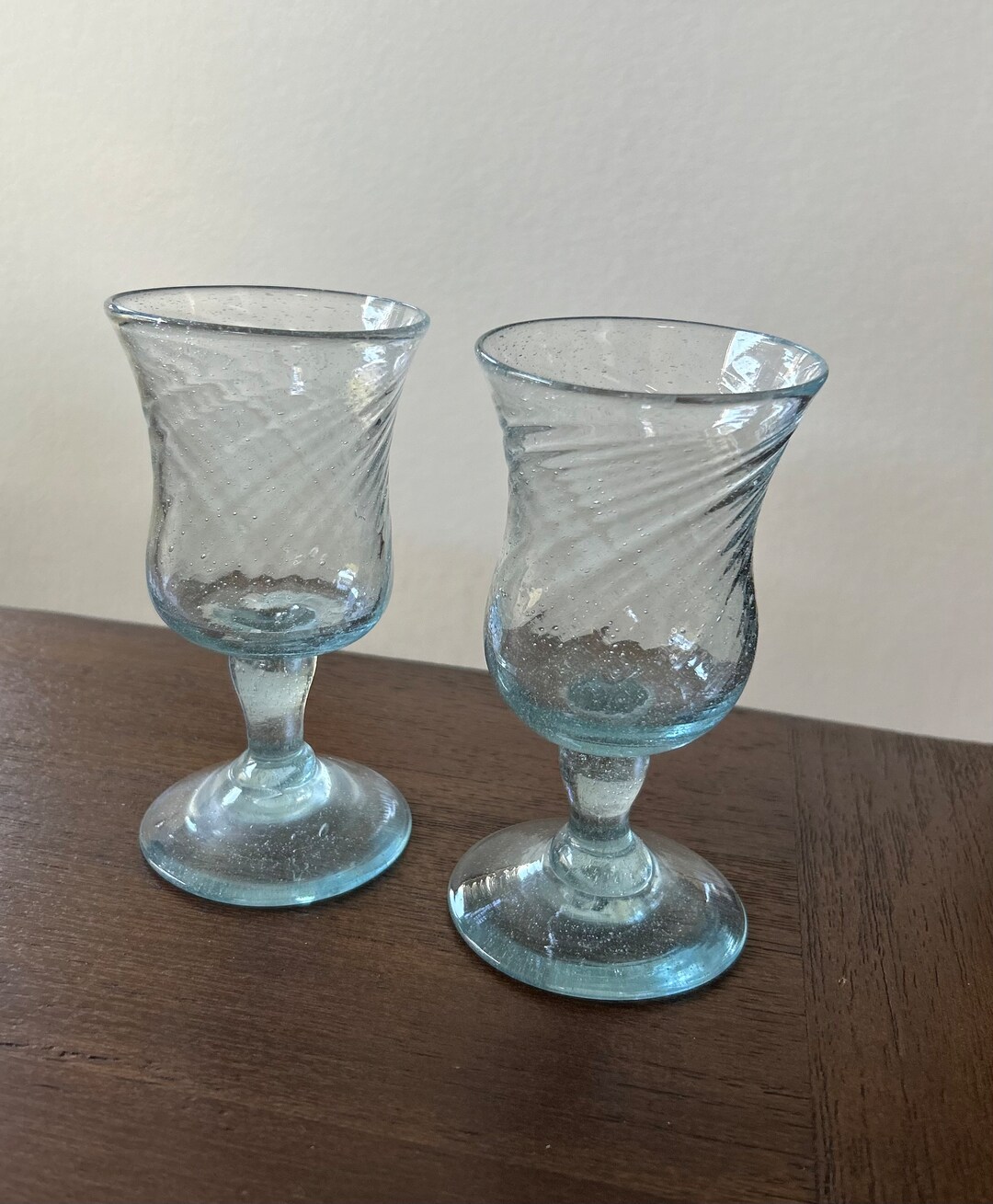 Vintage Glittery Aqua Blue Goblets - Etsy