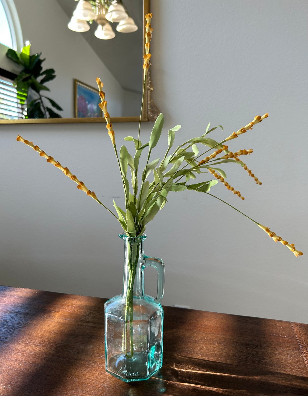 Vintage Clear Turquoise Glass Bottle. Made in Italy - Etsy