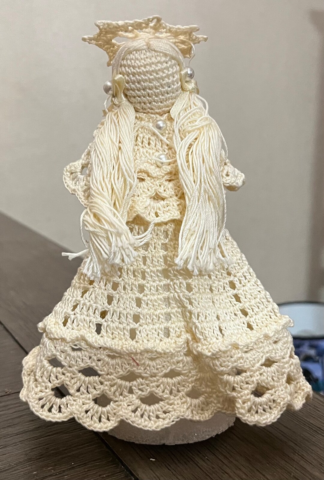 Vintage Home Made Crocheted Angel Doll - Styrofoam Base - Etsy