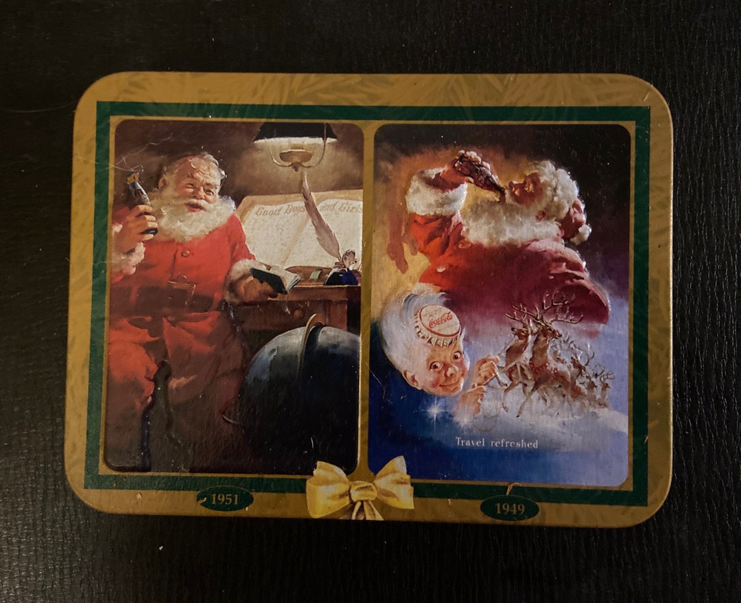 Coca-cola 1997 Nostalgia Playing Cards in Metal Tin - Santa Claus ...