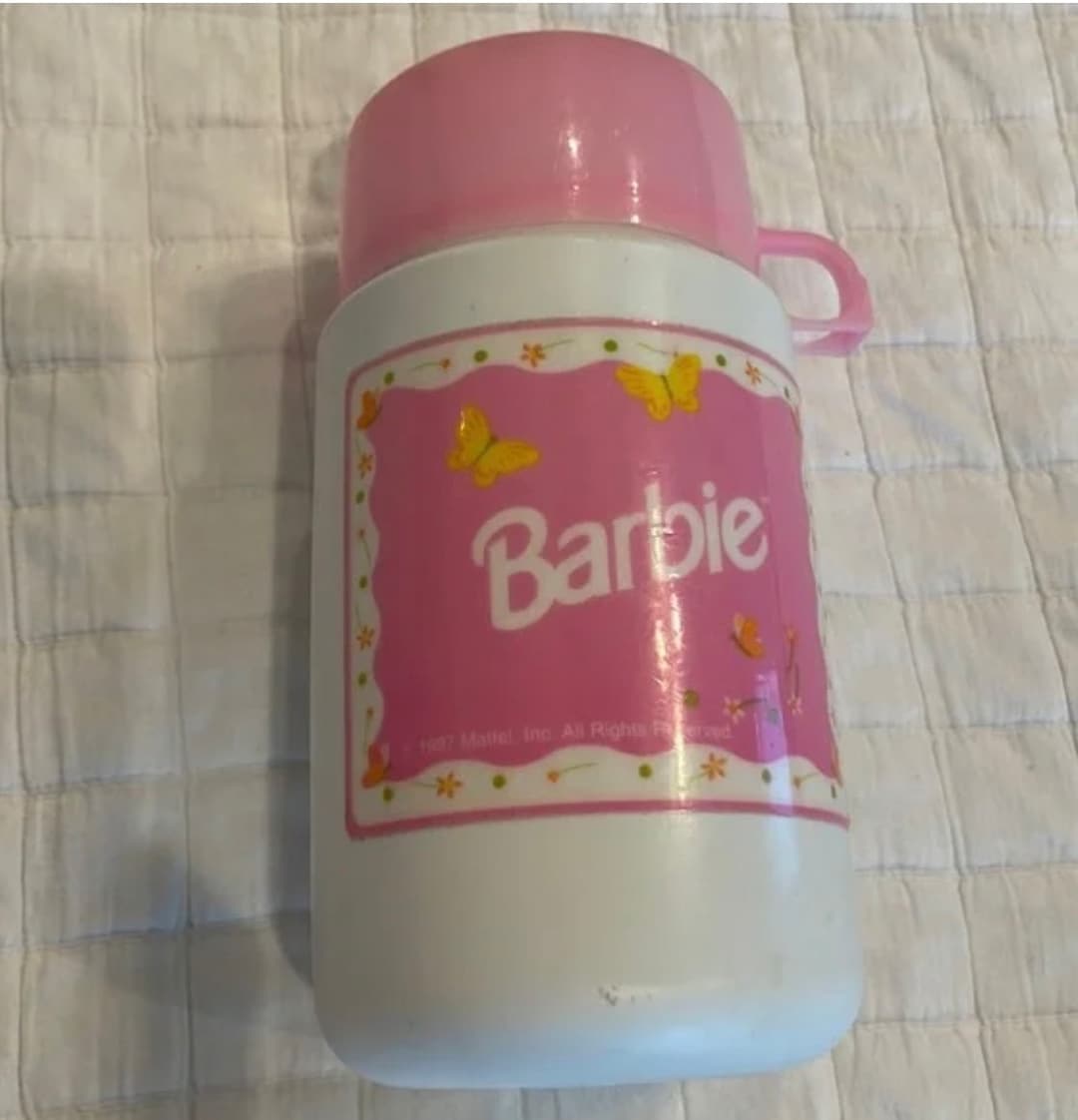 Vintage Collectible 1997 RARE Barbie Thermos & Cup Butterflies Flowers ...
