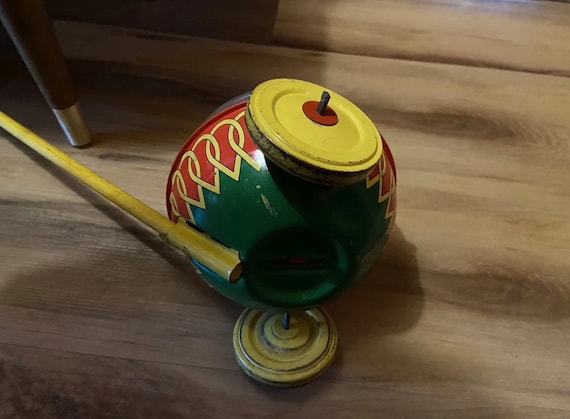 Vintage RARE J Chein & Co Tin Corn Popper Push/pull Kids Toy - Etsy