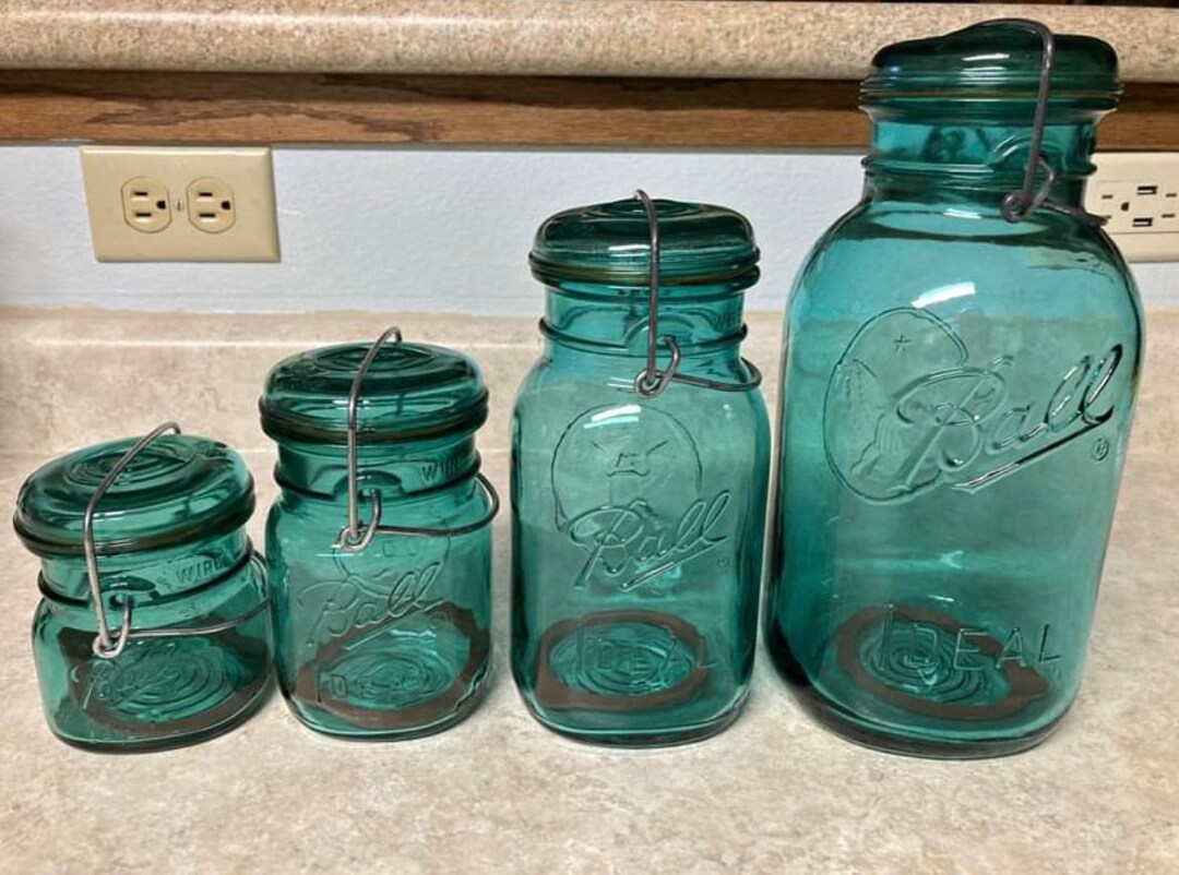 Vintage Collectible Set of 4 Ball Ideal Bicentennial Eagle Aqua/blue ...