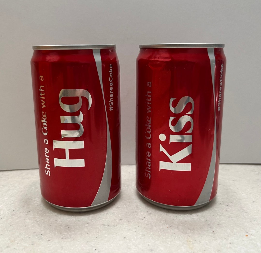 Collectible Coca-cola 7.5 Ounce Sample Hug and Kiss Share A Coke Cans ...