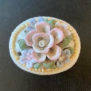 Vintage Basket Shaped Potpourri/trinket Box With Flowers on the Lid - Etsy