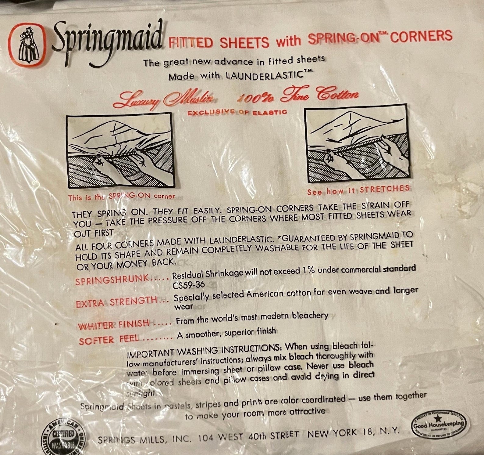 Vintage Springmaid 100% Cotton Fine Muslin Double Bed Fitted Sheet 56 X ...