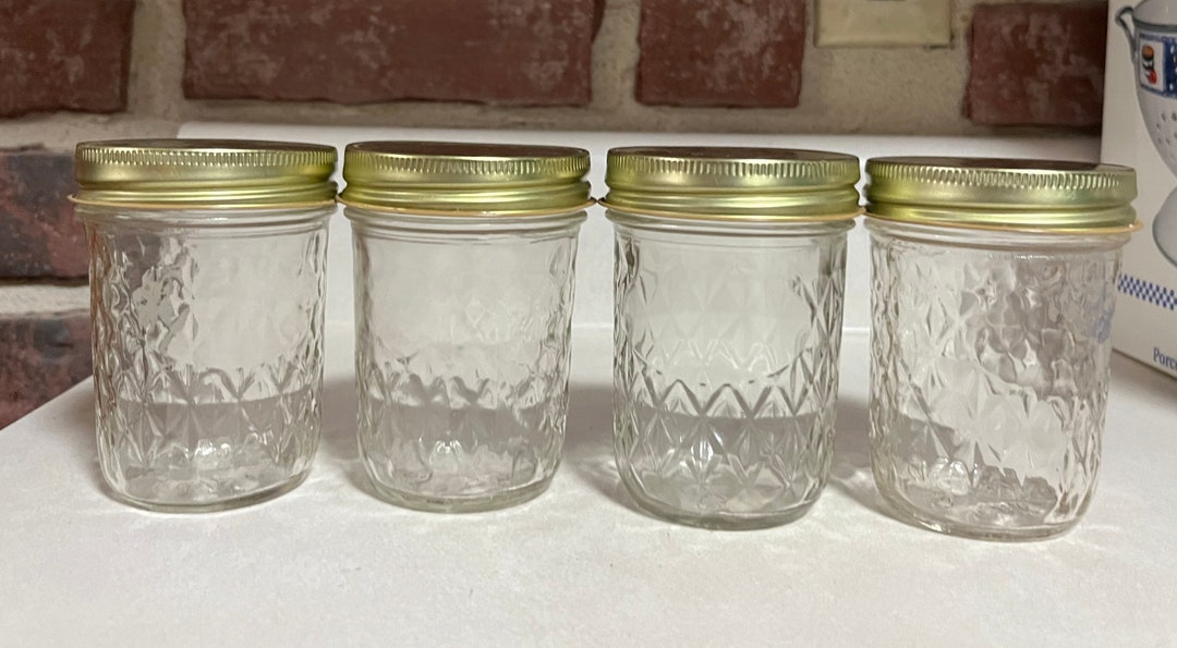 Vintage Collectible Four (4) Ball Quilted Crystal Jelly Jars - Cherry ...