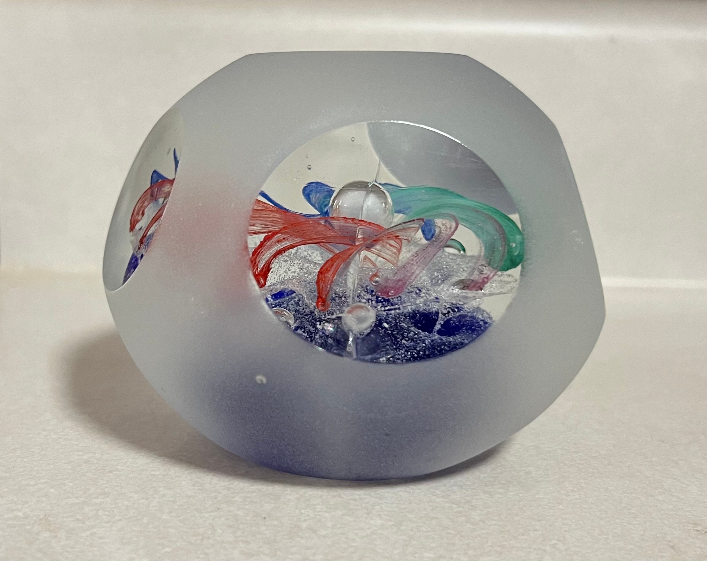 Vintage Collectible Large Multi Colored Frosted Asymmetrical ...