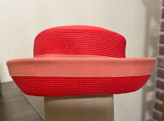 Vintage Sears Millinery Breton Red Spring Woven Hat -… - Gem