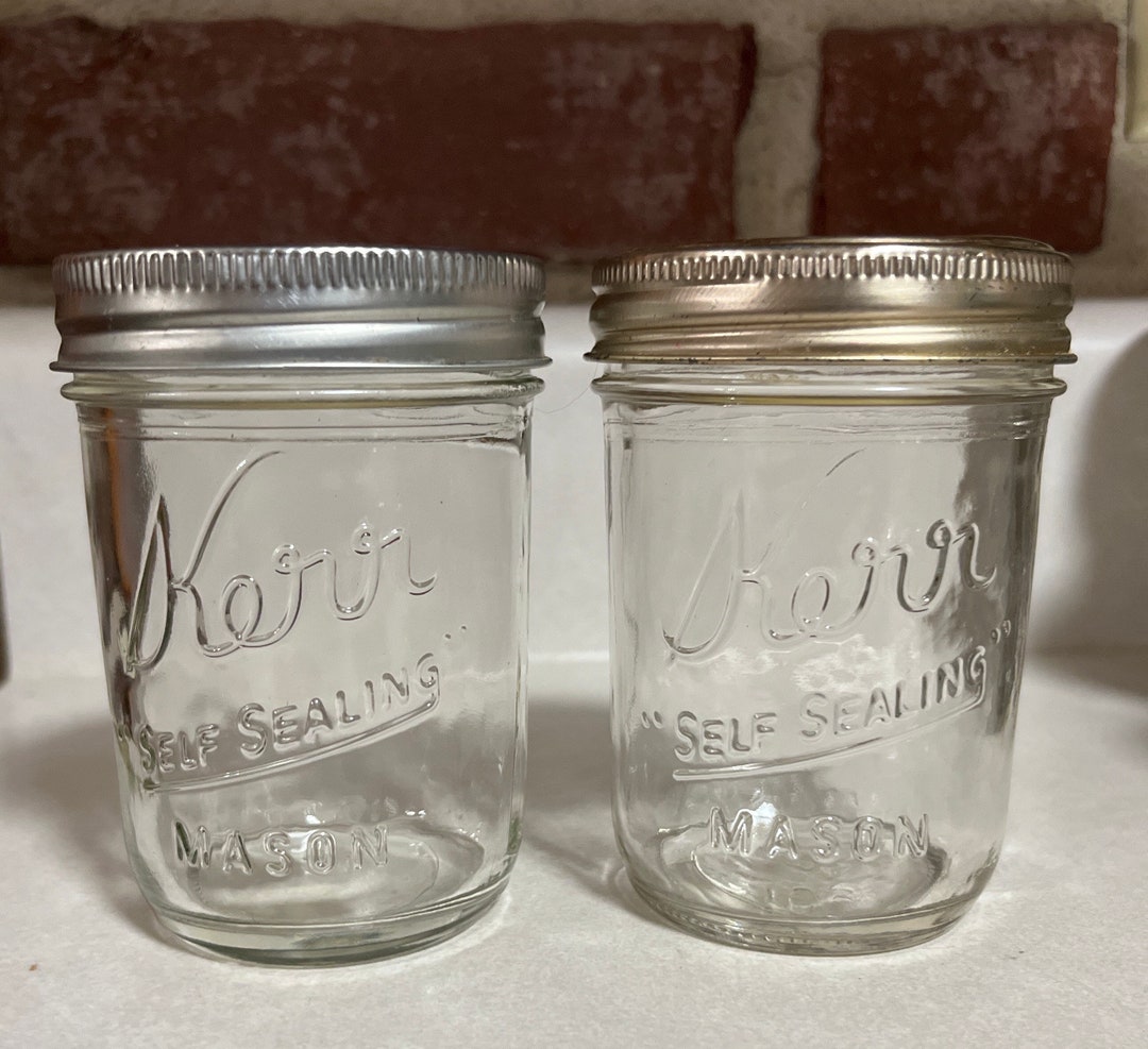 Vintage Collectible Two (2) Kerr Jelly Jars - Kerr Lid Inserts & Rings ...