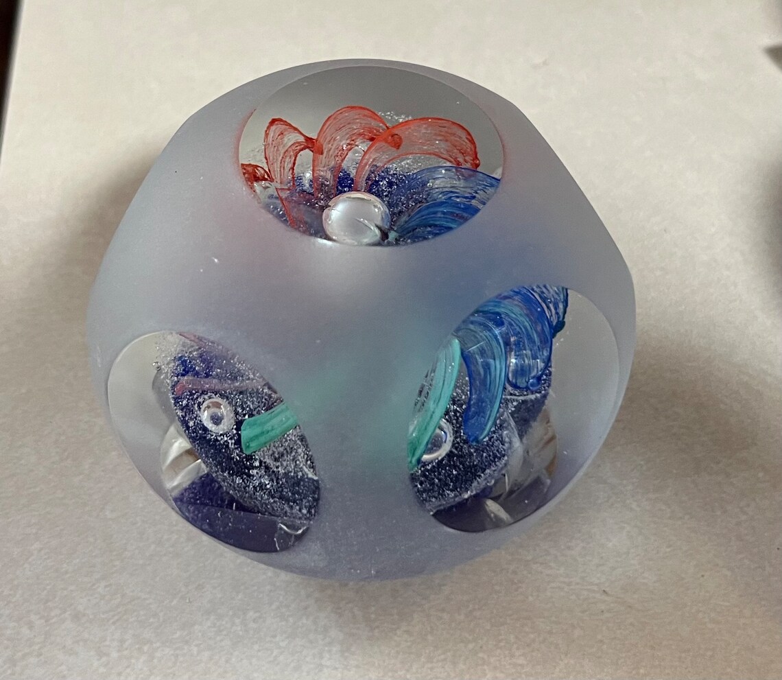 Vintage Collectible Large Multi Colored Frosted Asymmetrical ...