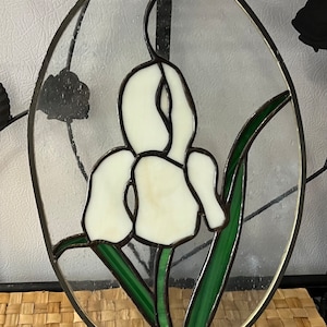 Vintage Stained Glass Calla Lily Art Piece - Beautiful in Window or on ...