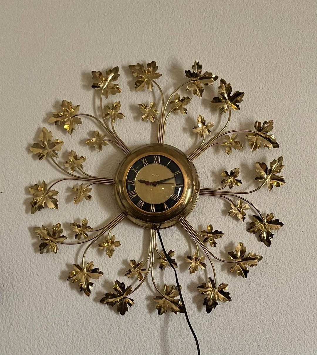 Vintage Large Working Mid-century Art Deco United Wall Clock Gold ...