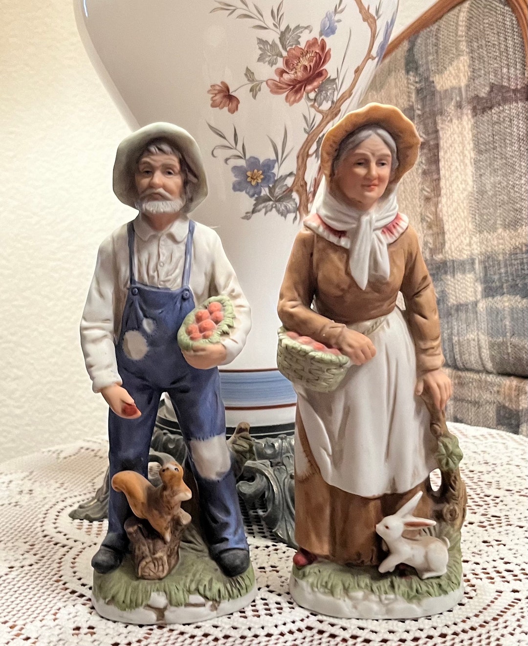 Vintage HOMCO #1409 Old Woman & Old Man Farmer Figurines 8” - Etsy