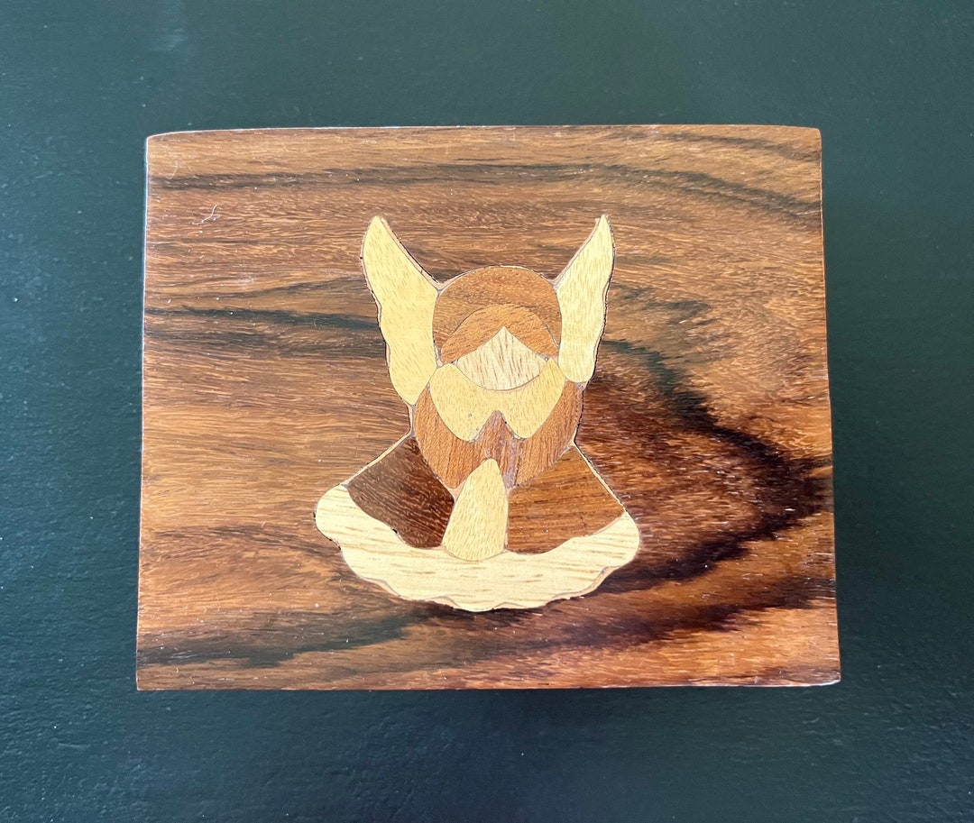 Vintage Collectible Wood Inlay Angel Wooden Trinket Box - Etsy