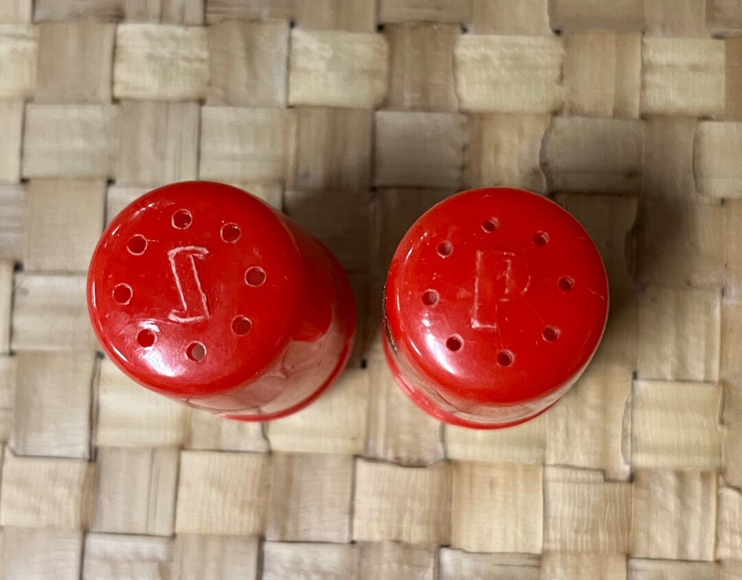 Vintage Collectible Red Plastic Salt & Pepper Shakers - Jensen Bros. in ...