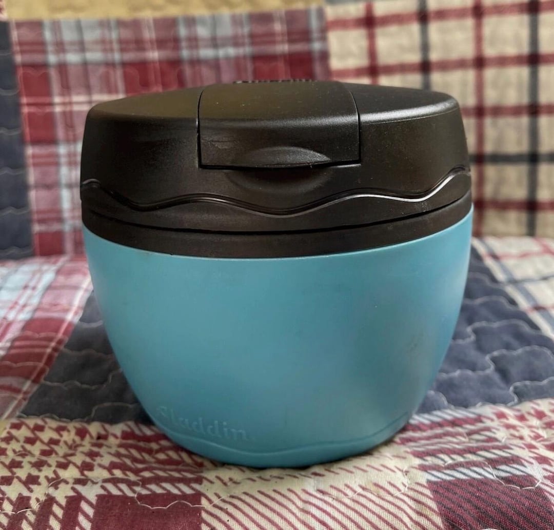 Aladdin Blue & Black Thermos 12 Ounce Soup Bowl Container With Stored ...