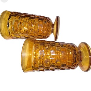 Vintage Set of 2 Indiana Glass Whitehall Cubist 6” Tall Footed Glasses ...