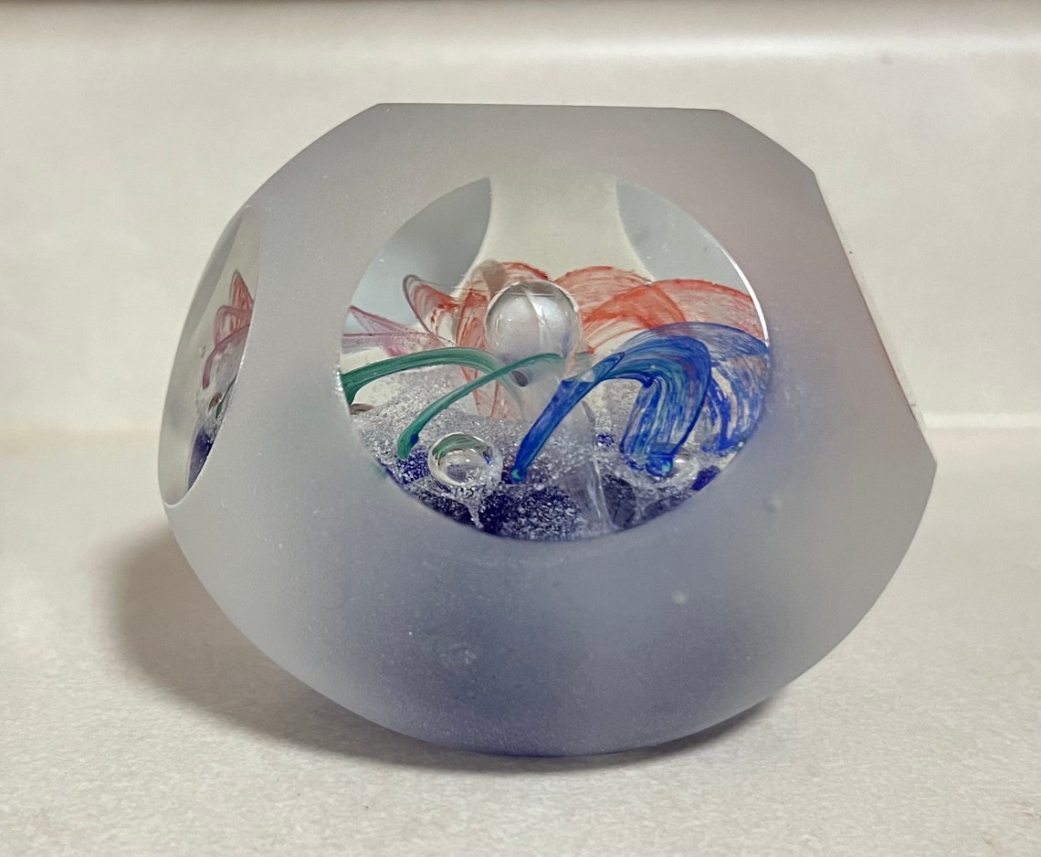 Vintage Collectible Large Multi Colored Frosted Asymmetrical ...