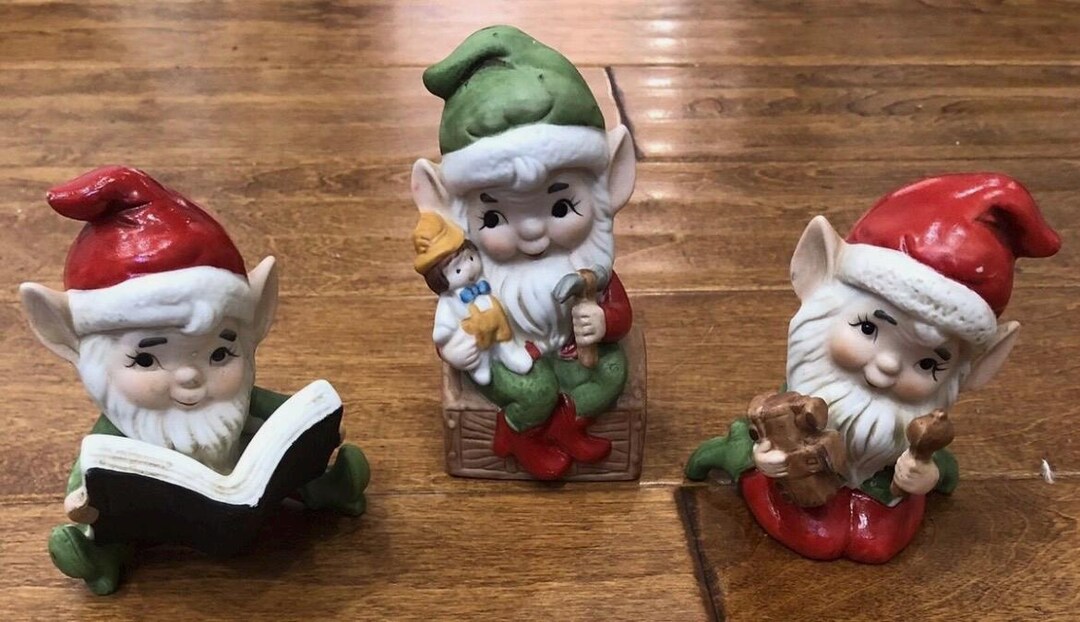 Vintage Trio HOMCO #5406 Musical Christmas Pixie Gnome Elves - Hand ...