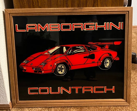 Vintage Lamborghini Countach Golden Foil Advertising Mirror - Etsy