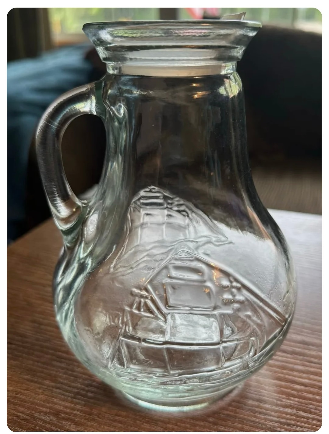 Vintage Collectible Clear Glass Pitcher With Embossed Sailing Ship Both ...