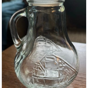 Vintage Collectible Clear Glass Pitcher With Embossed Sailing Ship Both ...