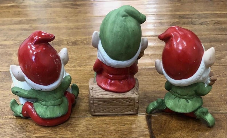 Vintage Trio HOMCO #5406 Musical Christmas Pixie Gnome Elves - Hand ...
