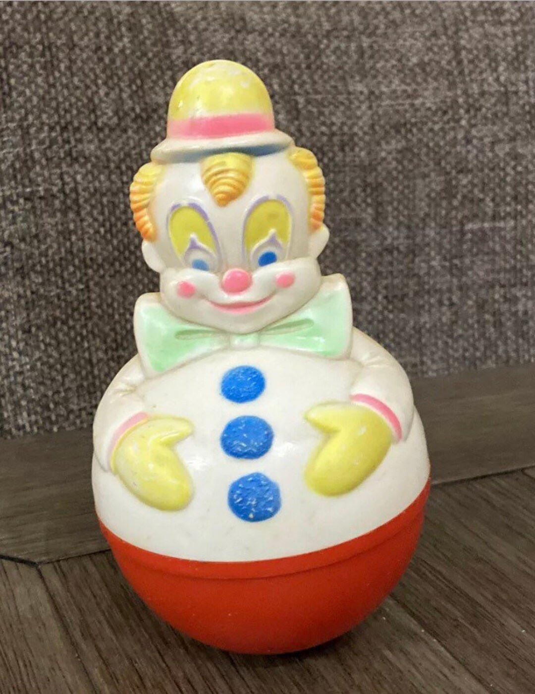 Vintage Roly Poly Type Colorful Clown Musical Toy 1977 Sanitoy Inc ...