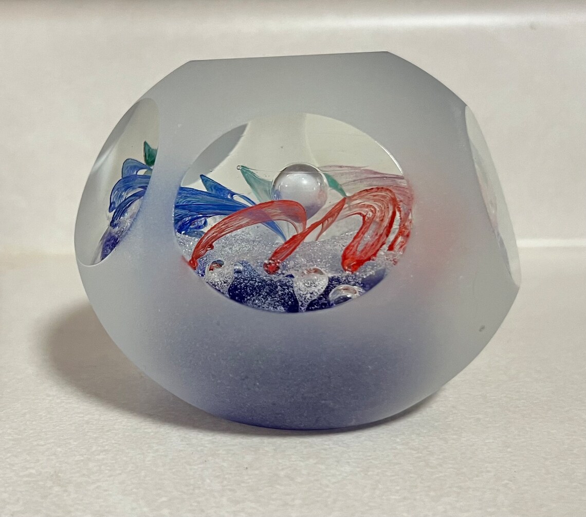 Vintage Collectible Large Multi Colored Frosted Asymmetrical ...