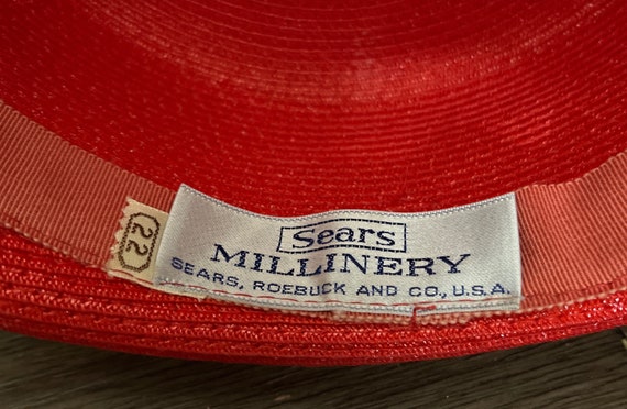 Vintage Sears Millinery Breton Red Spring Woven Hat -… - Gem