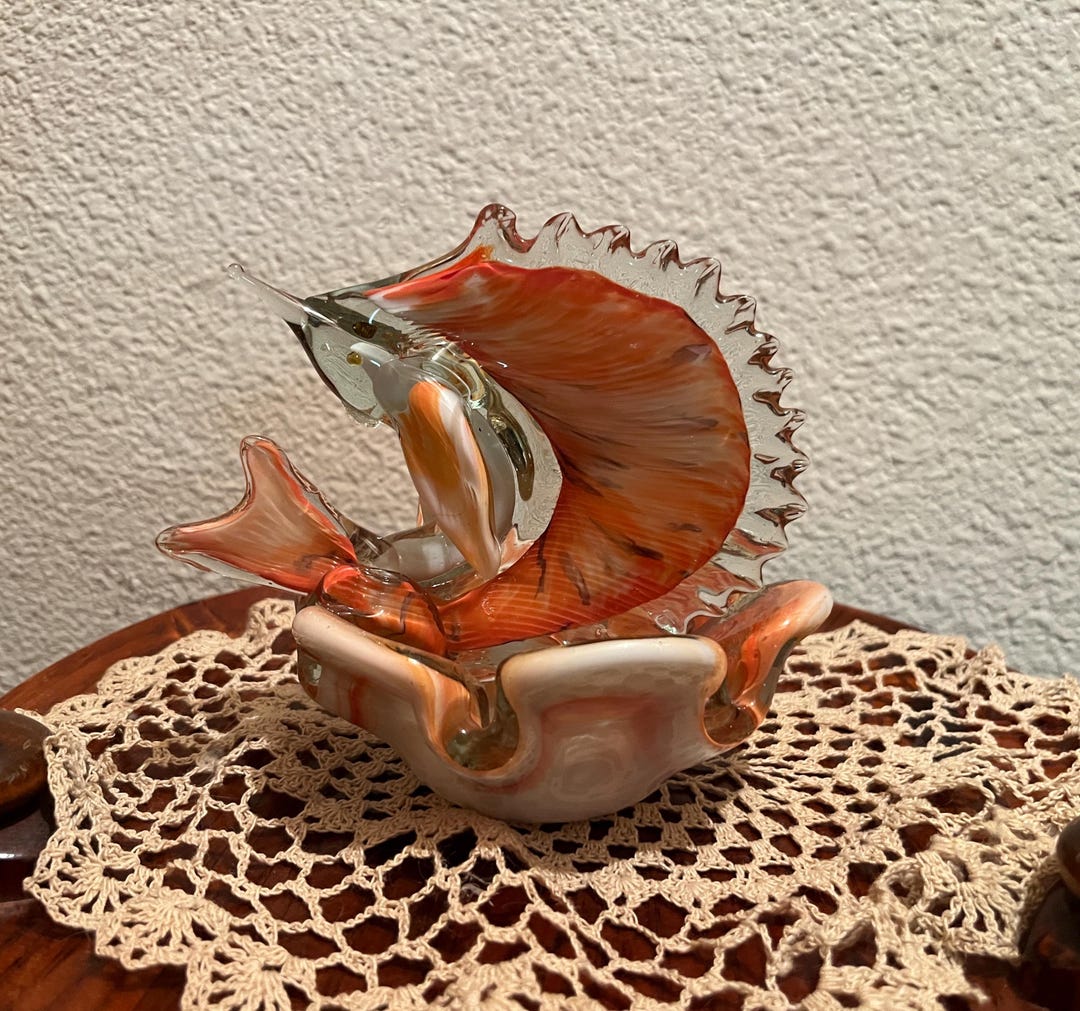 Vintage Collectible Hand Blown Large Art Glass Sailfish/swordfish ...