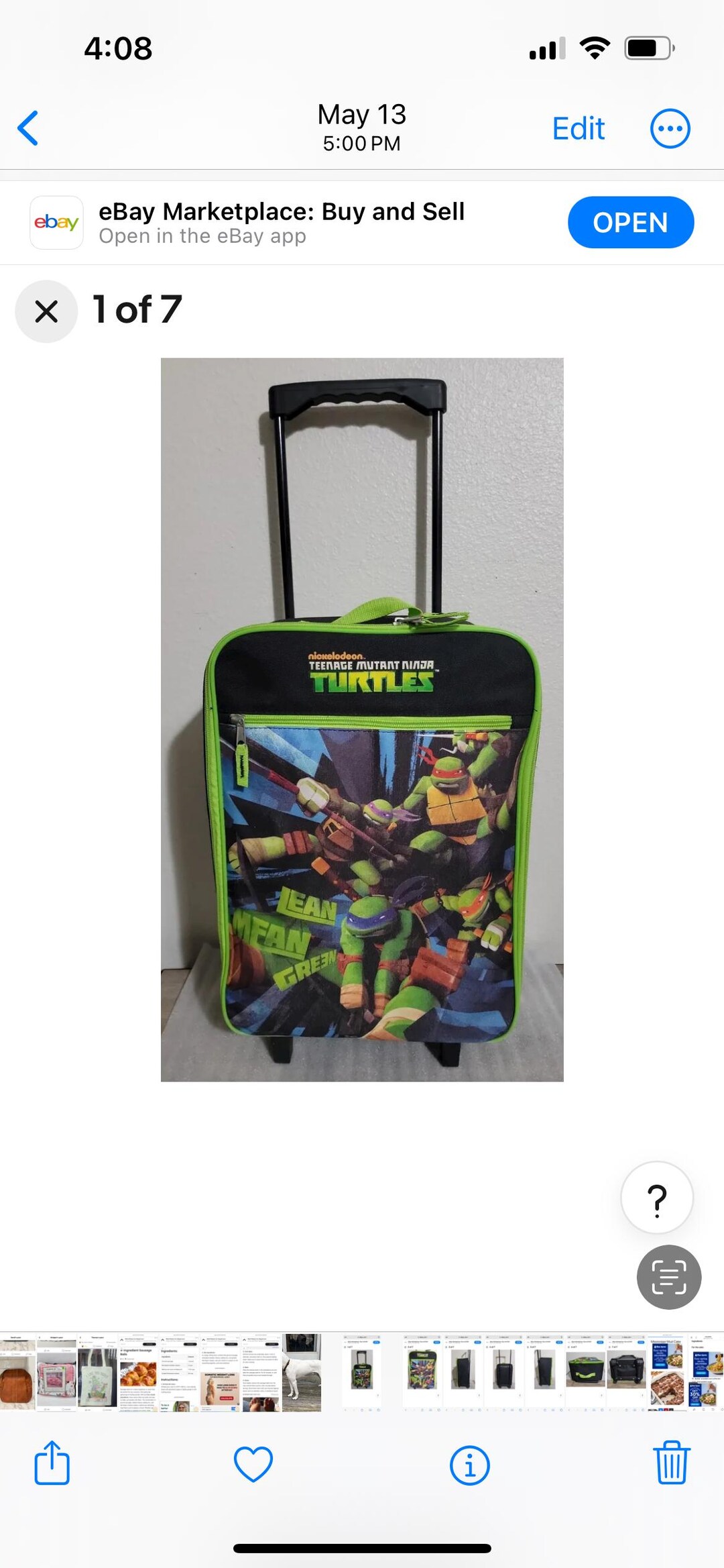 Teenage Mutant Ninja Turtles TMNT Rolling Suitcase/bag/luggage 18 X 12 ...