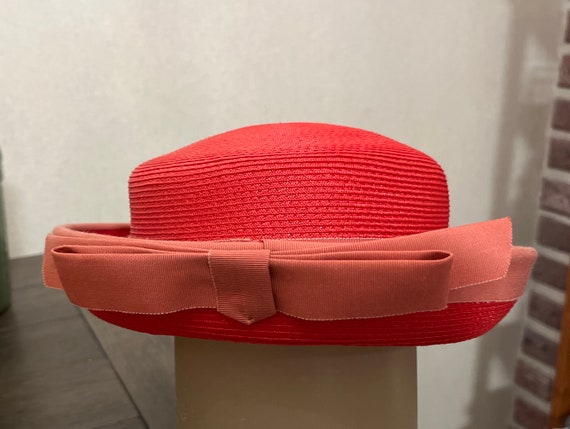 Vintage Sears Millinery Breton Red Spring Woven Hat -… - Gem