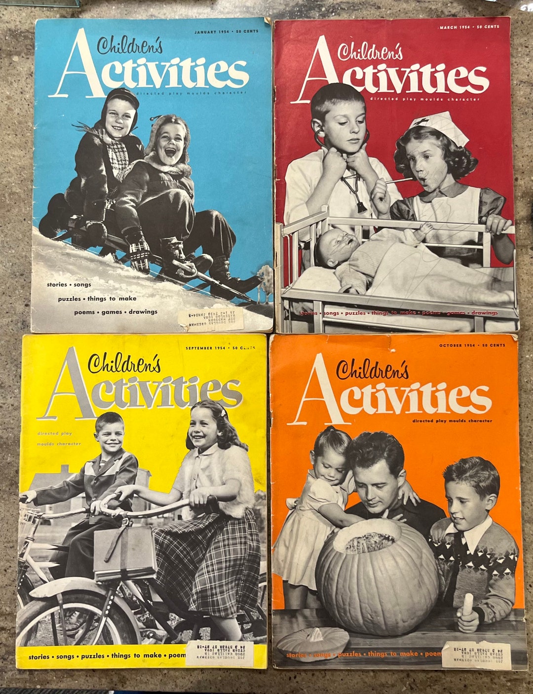 1954 Children’s Activities Magazines for January, March, September ...