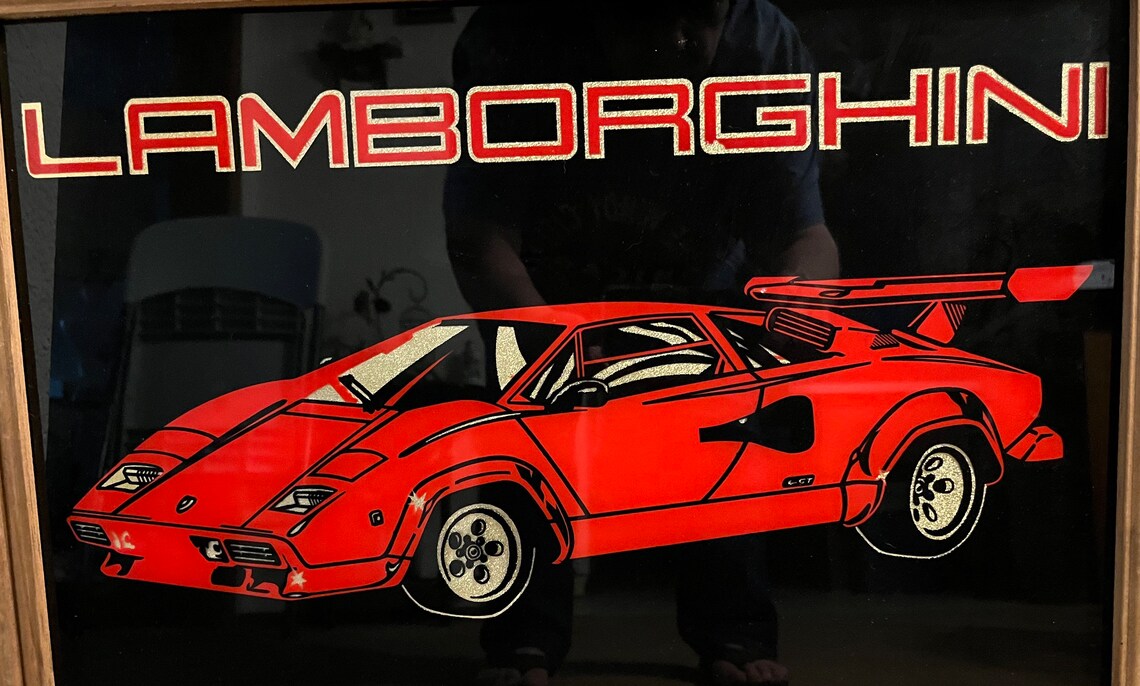 Vintage Lamborghini Countach Golden Foil Advertising Mirror - Etsy