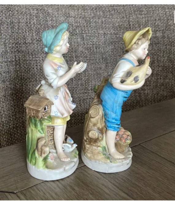 A Pair of HOMCO Figurines of a Young Boy With a Chicken and a - Etsy