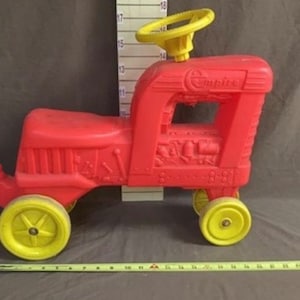 Vintage EMPIRE Blow Mold Plastic Ride on Tractor Orange RARE 21 X 16 ...