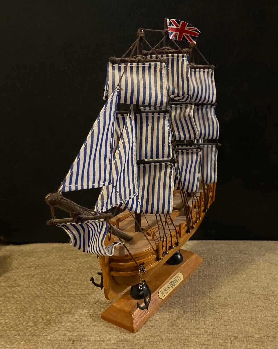 Vintage Wooden HMS Bounty Model Ship With Sails and Rigging | Etsy