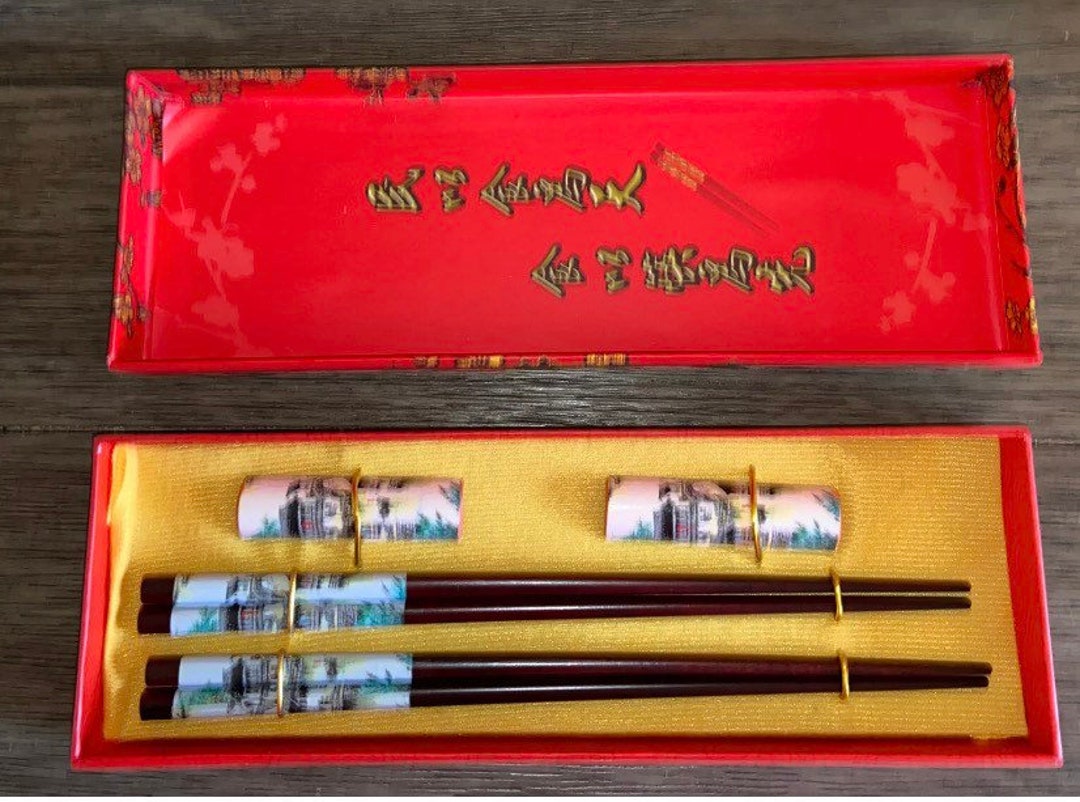 Vintage Chop Stick Set With Individual Rests in Presentation - Etsy