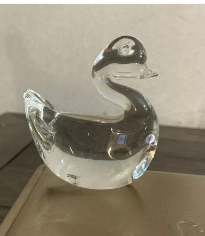 Vintage Goose Duck Swan Glass Paperweight - Etsy