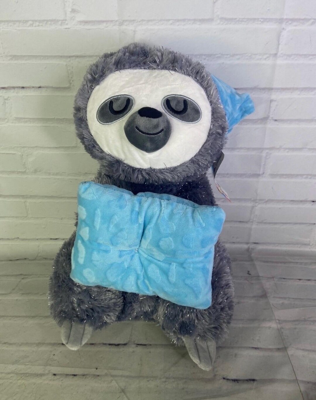 Toy Factory Sleepy Sloth Shimmer Gray Blue Pillow Plush Paradise ...