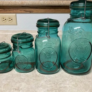 Vintage Collectible Set of 4 Ball Ideal Bicentennial Eagle Aqua/blue ...