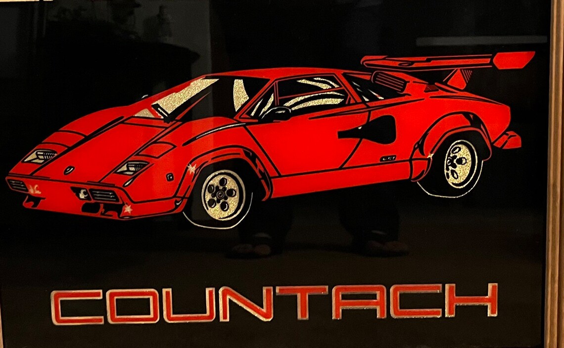 Vintage Lamborghini Countach Golden Foil Advertising Mirror - Etsy