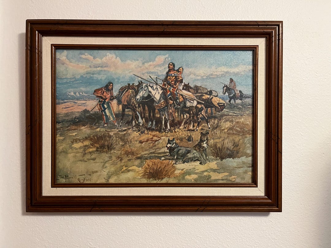 Vintage Collectible Charles M Russell 1877 Oil Painting “breaking Camp ...