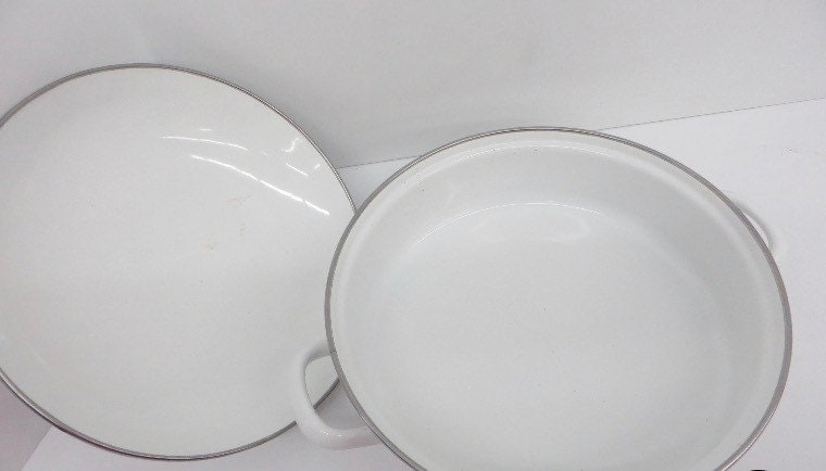 Vintage White Enamelware Cookware Set With Fruit Design | Etsy