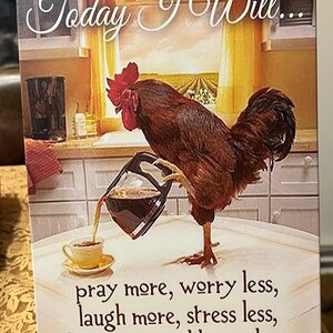 Retro Rooster Morning Coffee Metal Tin Sign - Etsy