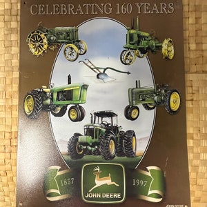 Vintage John Deere Tractors Metal Tin Sign Celebrating 160 Years 1837 ...