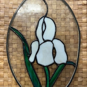 Vintage Stained Glass Calla Lily Art Piece - Beautiful in Window or on ...